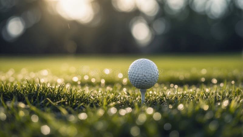 Golf Ball Over Dew-Covered Grass Using a Putter. Stock Image - Image of ...
