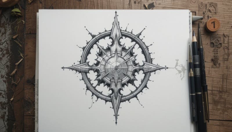 AI-Generated Gothic Compass Rose Stock Illustration - Illustration of ...
