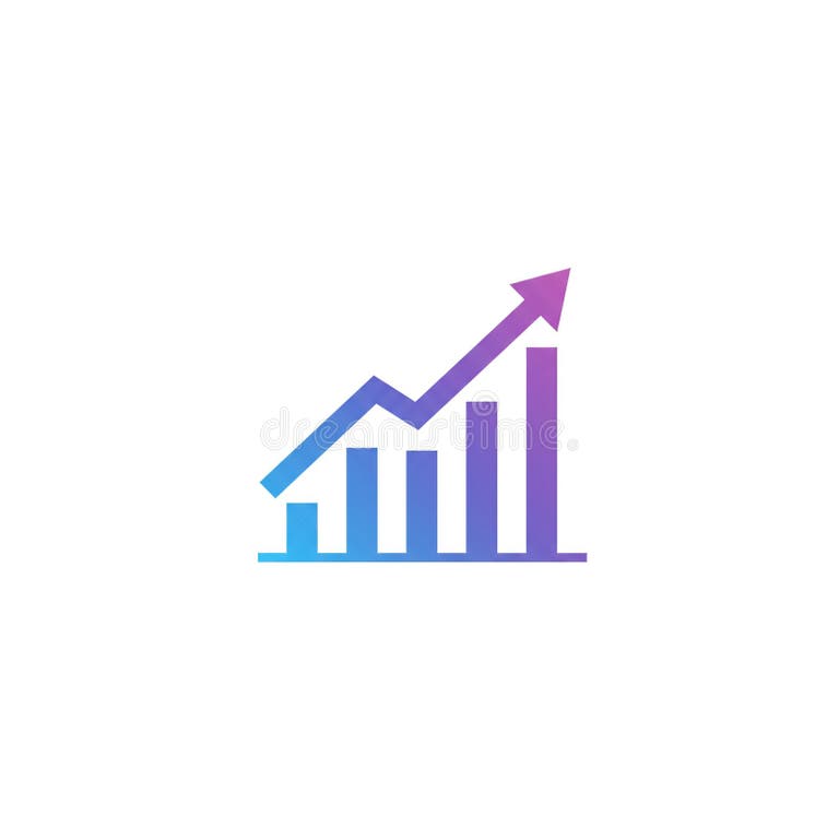 AI-generated Gradient Bar Chart Icon with Upward Arrow on White ...