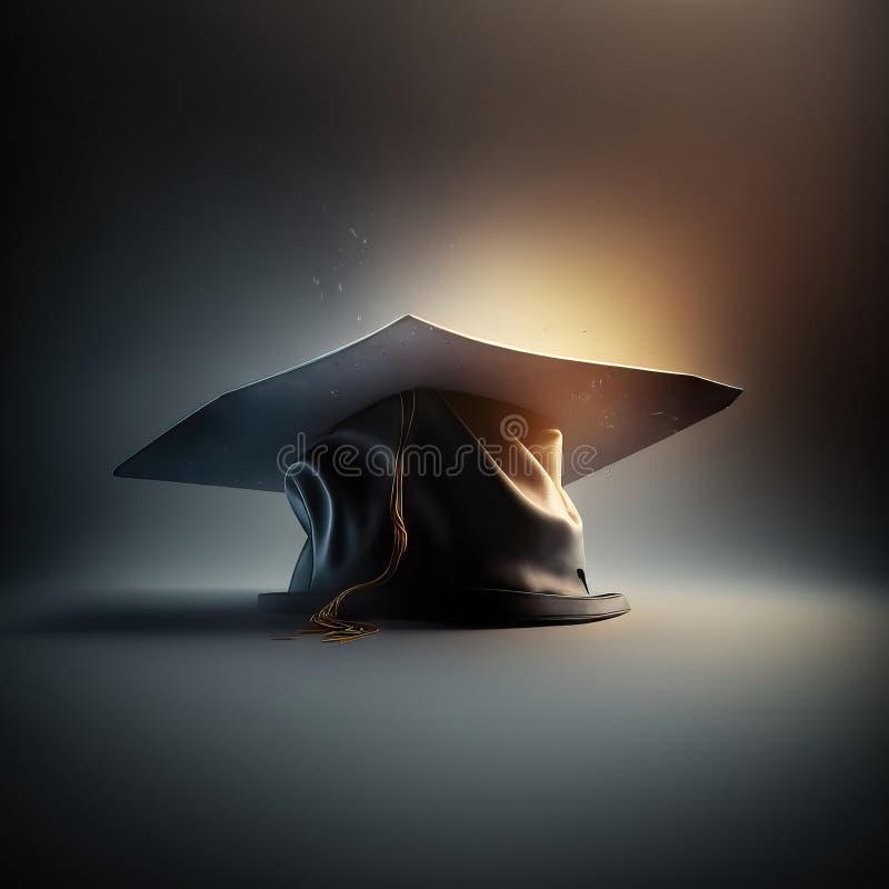 AI Generated Graduation Hat with Shadow on the Floor Stock Illustration ...