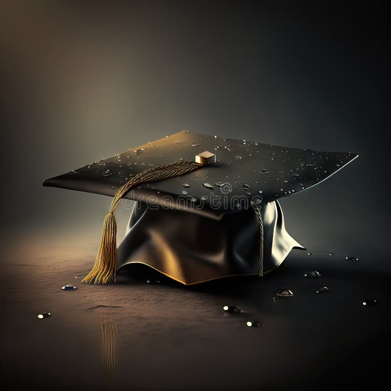 AI Generated Graduation Cap with Flying Books on Blue Sky Background ...