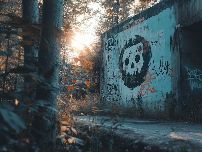 AI-generated Graffiti Art in a Forest Setting Stock Photo - Image of ...