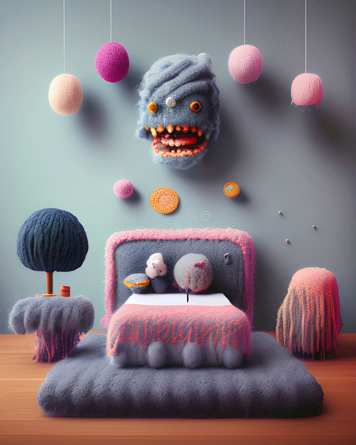 Ai Generated, Graphic, Mock Up, Perspective View of Cute Sleeping Space ...