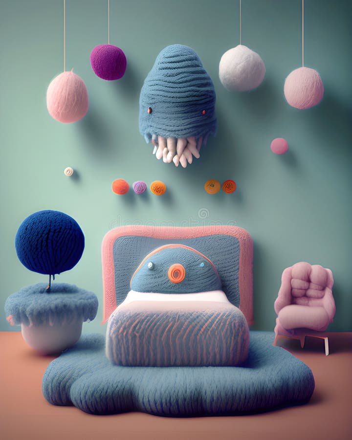 Ai Generated, Graphic, Mock Up, Perspective View of Cute Sleeping Space ...