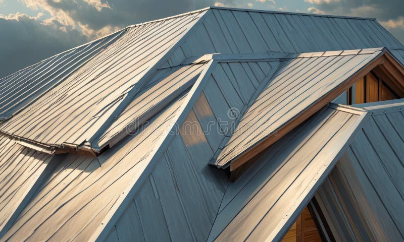 A Roof with a Silver Color and a Few Brown Spots. Stock Illustration ...