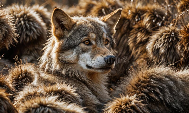 A Pack of Wolves is Laying Down in the Sun. Stock Illustration ...