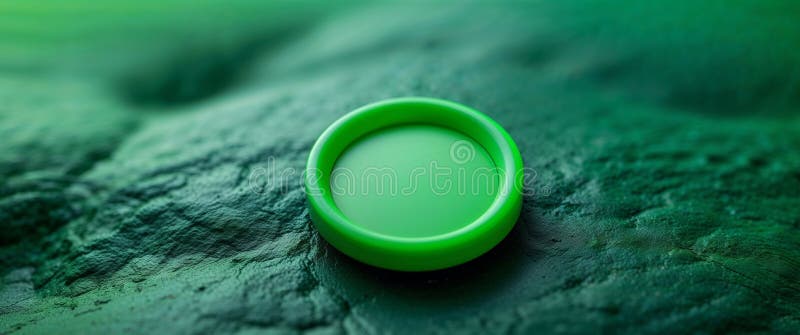 Green Circular Button on Textured Deep Green Background Surface. Stock ...