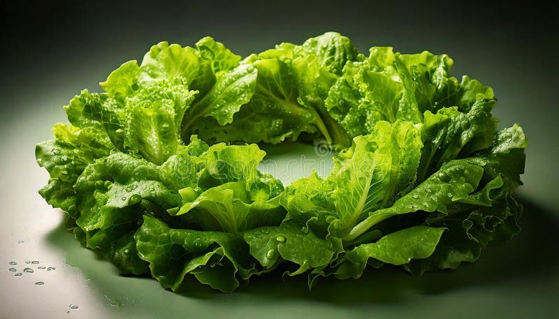 AI-generated Green Lettuce Circle Arrangement Stock Illustration - Illustration of macro, leaf ...