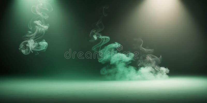 Green Smoke Stage Background with Spotlight Effect. Stock Image - Image ...