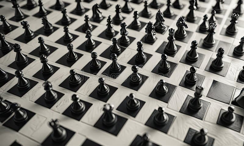 A Close Up of a Chess Board with Many Pieces on it. Stock Illustration ...