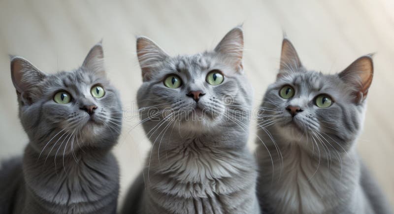 Group Three Gray Cats Looking Up Camera Stock Photos - Free & Royalty ...