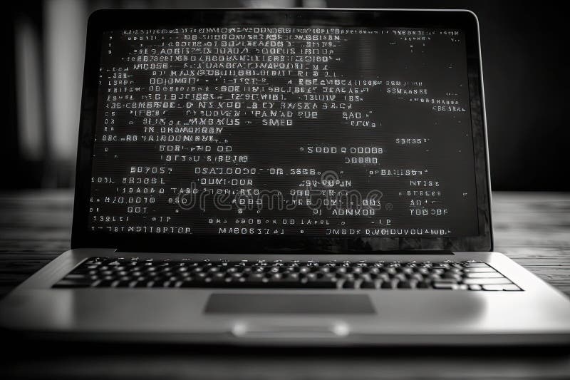 Ai Generated Hacker Laptop With Binary Computer Code Internet And