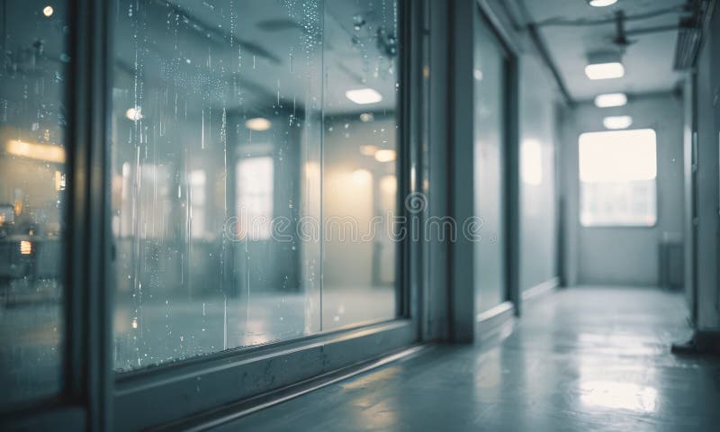 A Hallway with a Window and a Door. Stock Illustration - Illustration ...