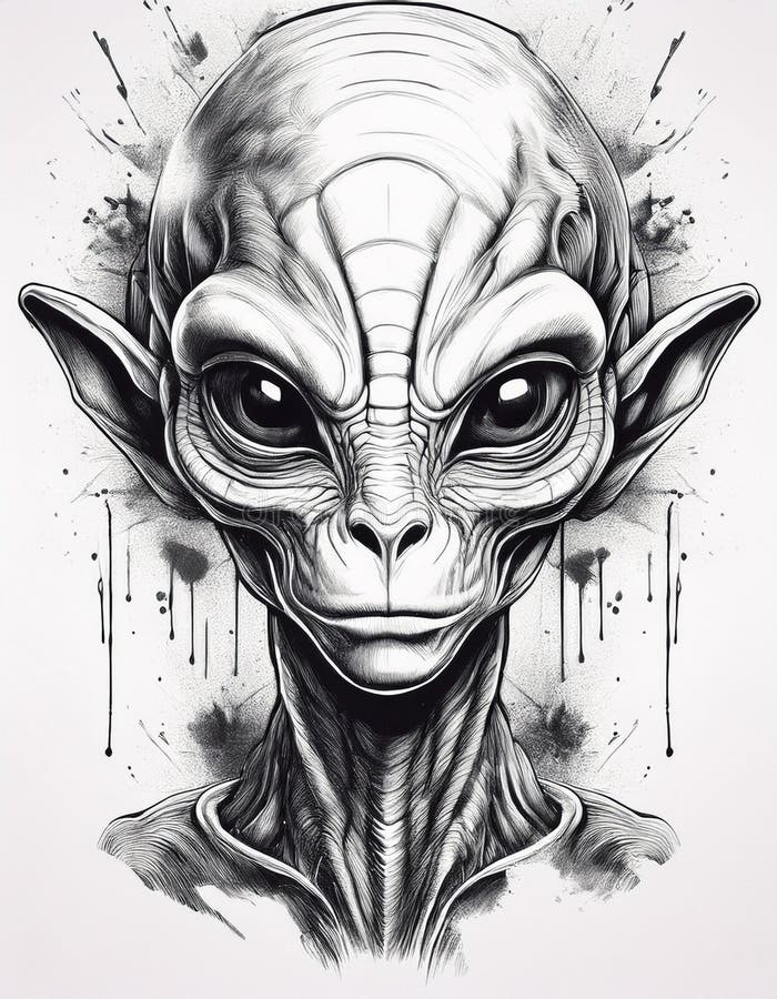 Portrait of alien stock illustration. Illustration of scary - 334845803