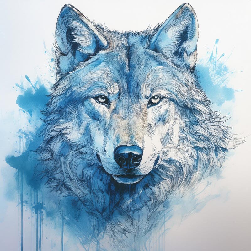 Hand-drawn wolf portrait stock illustration. Illustration of primitive ...