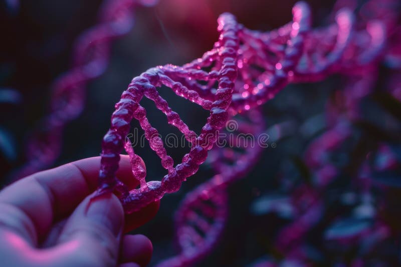 Hand Holding a Glowing Neon DNA Strand, Illustrating Advanced Genetic ...