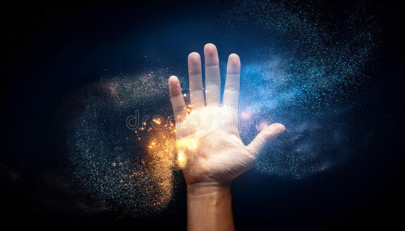 A Hand Surrounded by Magical Light and Dust, Healing Concept Stock ...