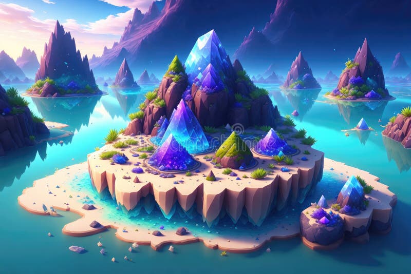 Harvesting Mana Crystals on a Floating Island by AI Generated Stock ...