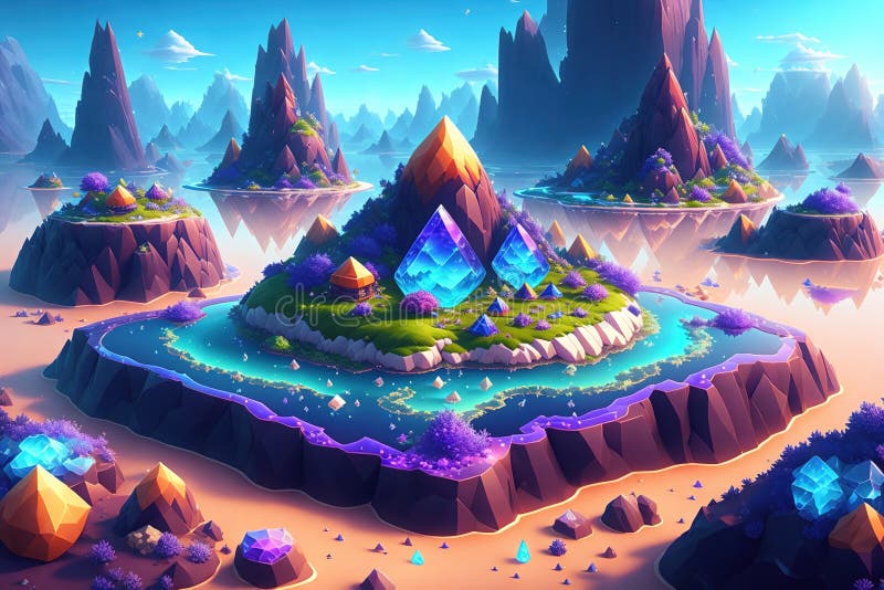 Harvesting Mana Crystals on a Floating Island by AI Generated Stock ...