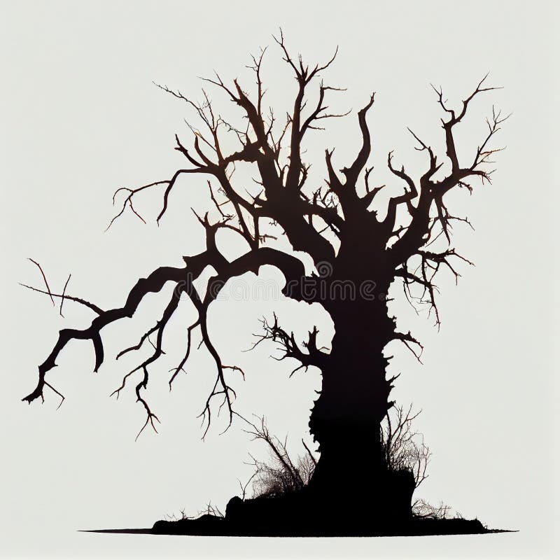 Thick Dead Tree Silhouette, Made with Generative AI Stock Illustration ...