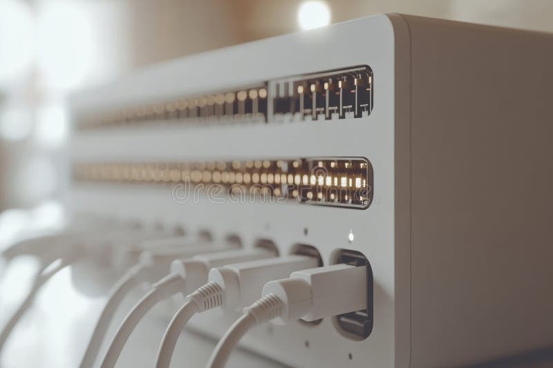 Close Up of White Network Cables in a Server Rack Symbolizing Organized ...