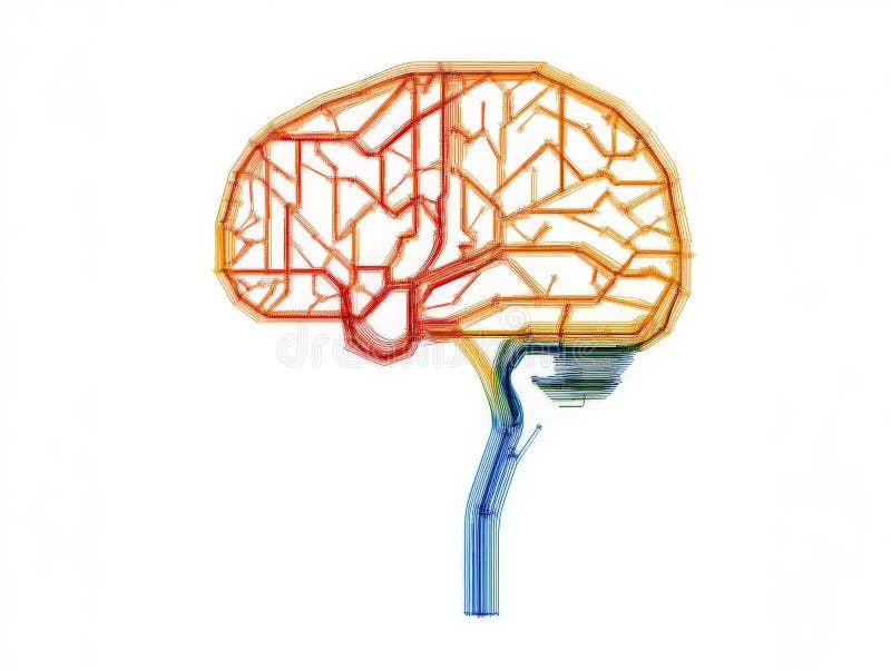 Creative Outline of a Human Brain Formed with Intricate Colorful Wires ...