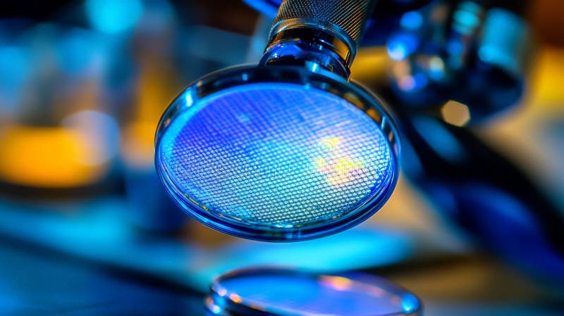 Close Up of a Precision Lens Under a High Powered Microscope with ...