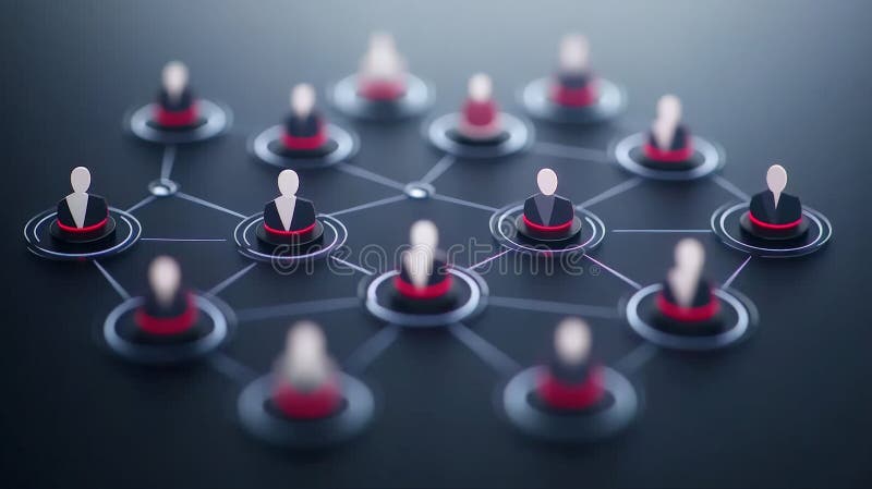 Network Grid with Glowing Red and White Nodes Connected by Lines ...