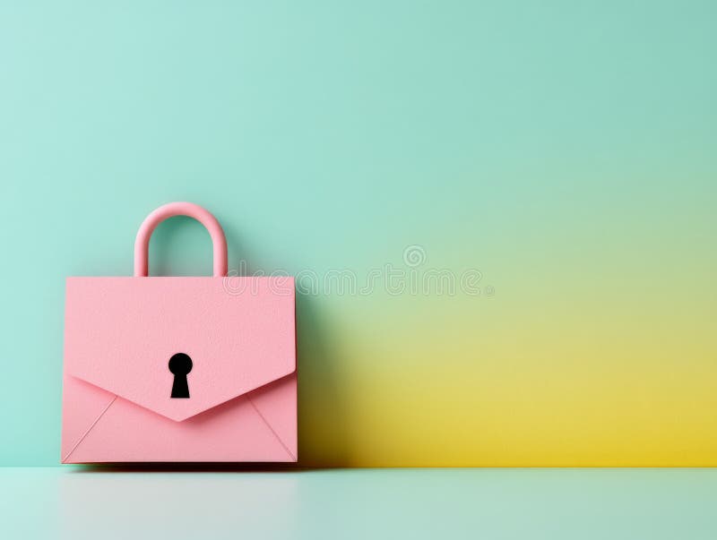 Pink Envelope Lock Icon on a Pastel Gradient Background, Symbolizing ...