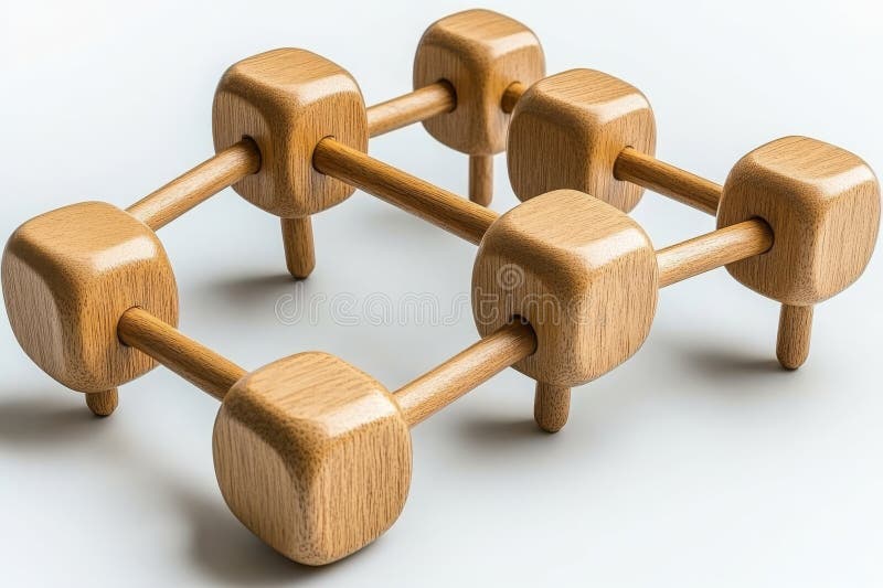 Wooden Molecular Structure with Cube Like Nodes Connected by Cylinders ...