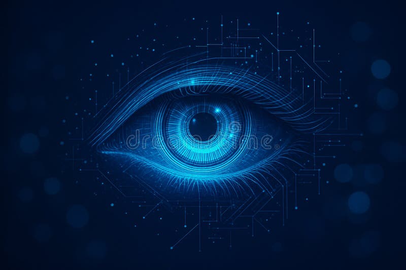 AI Generated High Resolution Digital Eye Artwork Glowing in Blue with ...