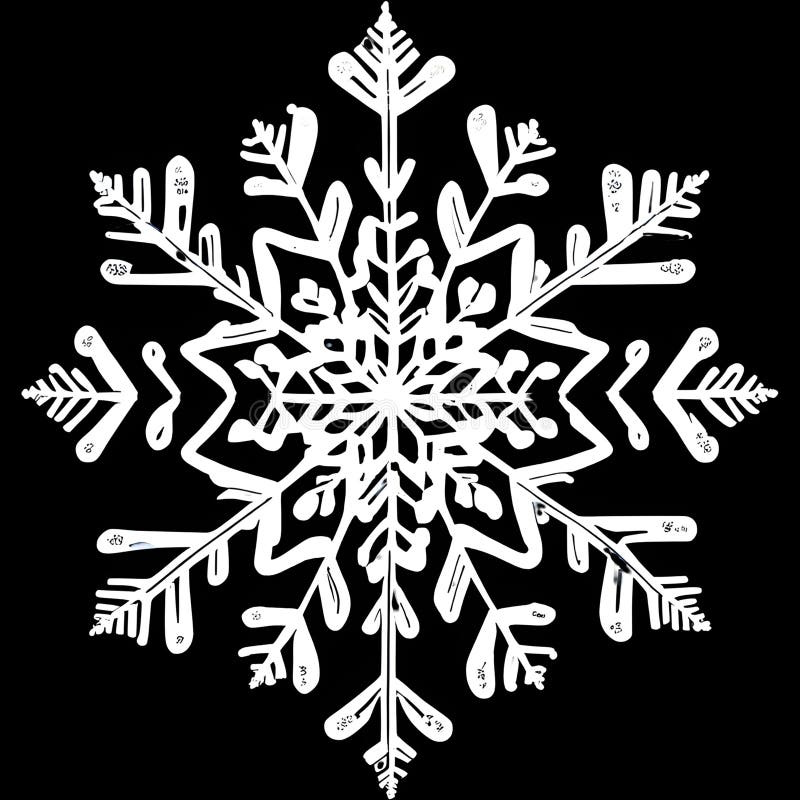 Intricate Geometric Snowflake Design on Black Background Stock ...