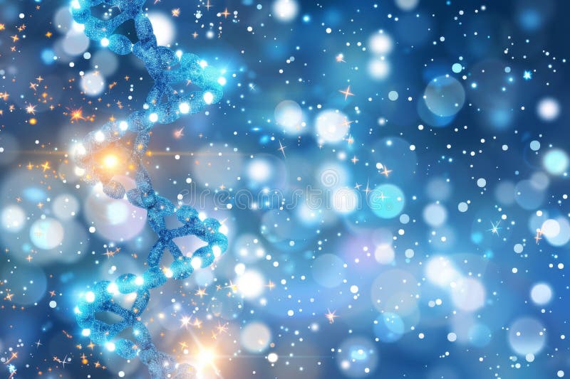 High Tech DNA Visualization with Blue Glowing Particles on a Dark ...