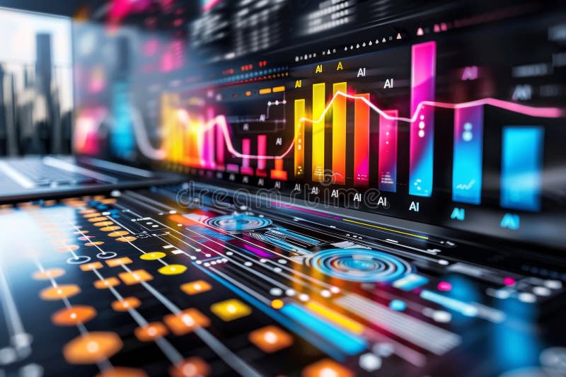 High Tech AI Financial Dashboard, Showcasing Advanced Technology ...