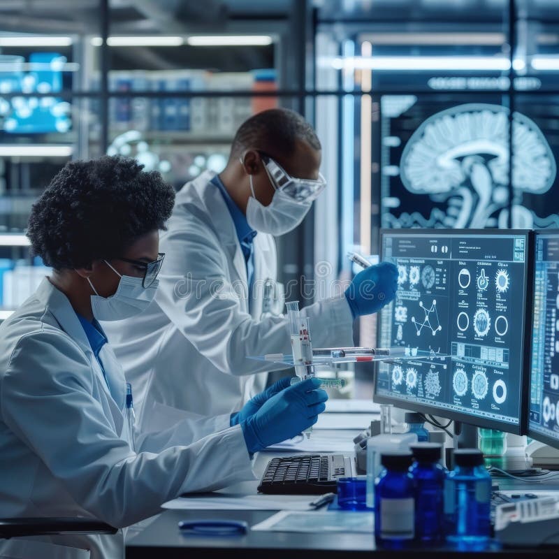 High Tech Genetic Research with Scientists in Laboratory, Advanced ...