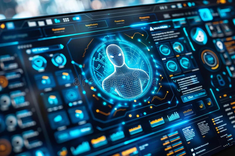 High Tech Interface with Biometric Authentication, Showcasing Advanced ...