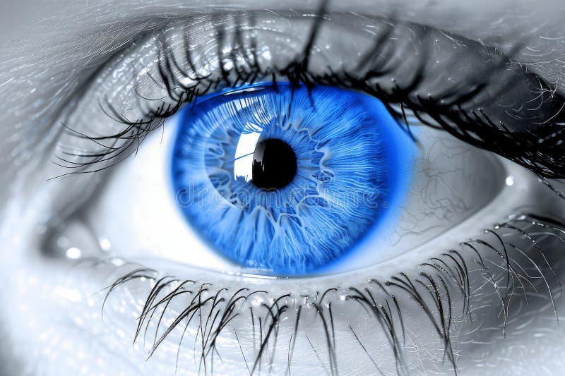 High Tech Monochrome Eye with Digital Overlay and Data Streams ...