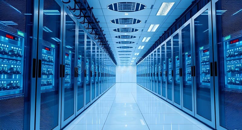 AI-Generated High-Tech Server Room – Modern Computing Hub Stock ...
