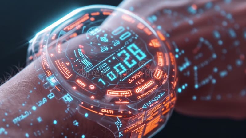 AI Generated Holographic Watch in Wrist Stock Illustration ...