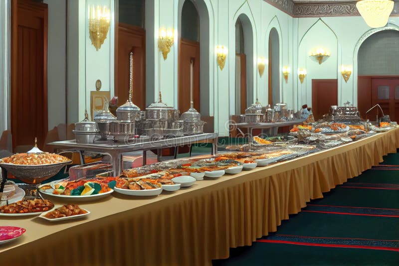 Ai Generated Hotel Banquet Open Fasting Buffet Stock Illustration ...