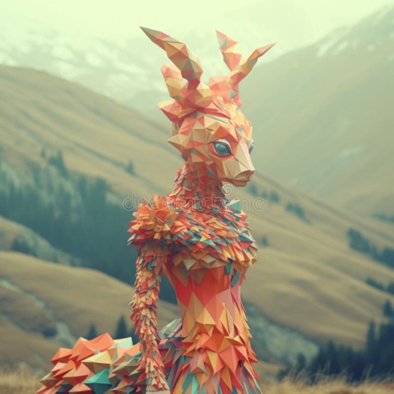 AI Generated Humanoid Deer on Mountain Range Stock Illustration ...