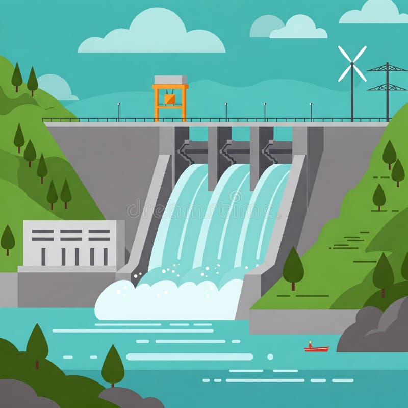 AI-Generated Hydroelectric Dam with Scenic Landscape Stock Image ...
