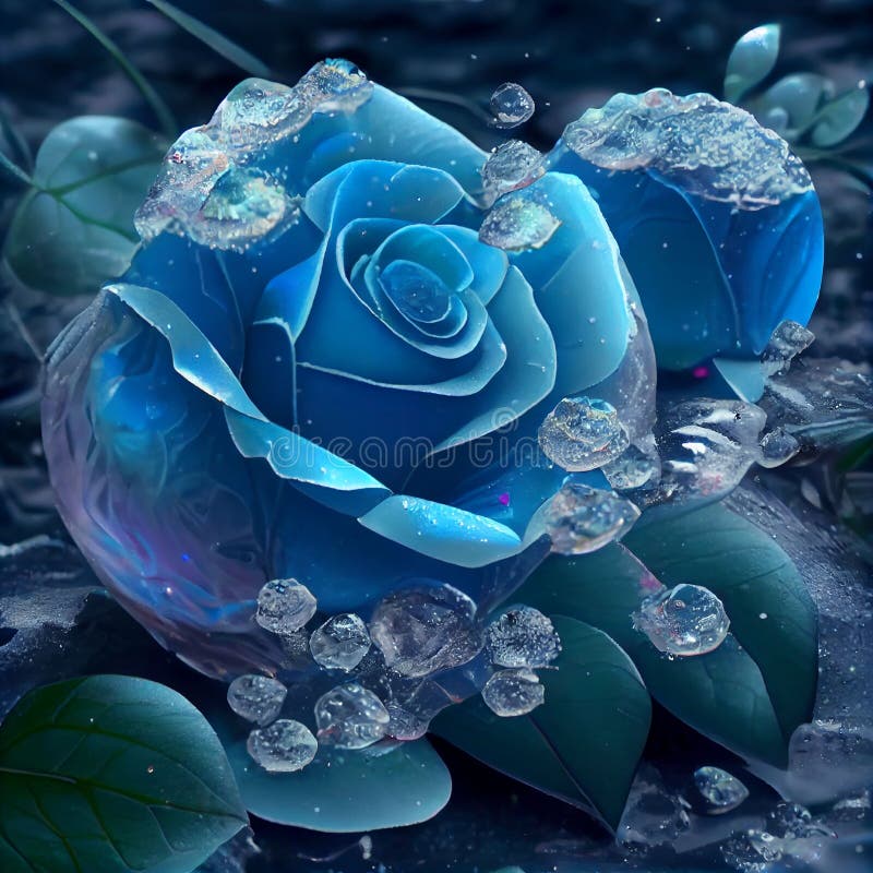 AI Generated Hyper-realistic Art Illustration of a Blue Roses with ...