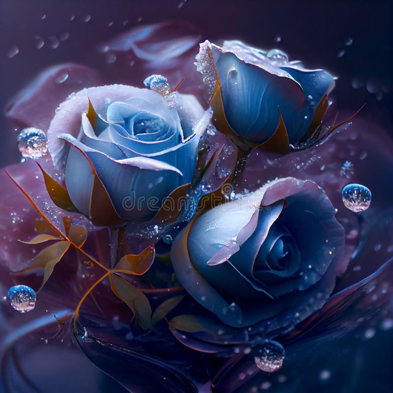 AI Generated Hyper-realistic Art Illustration of a Blue Roses with ...