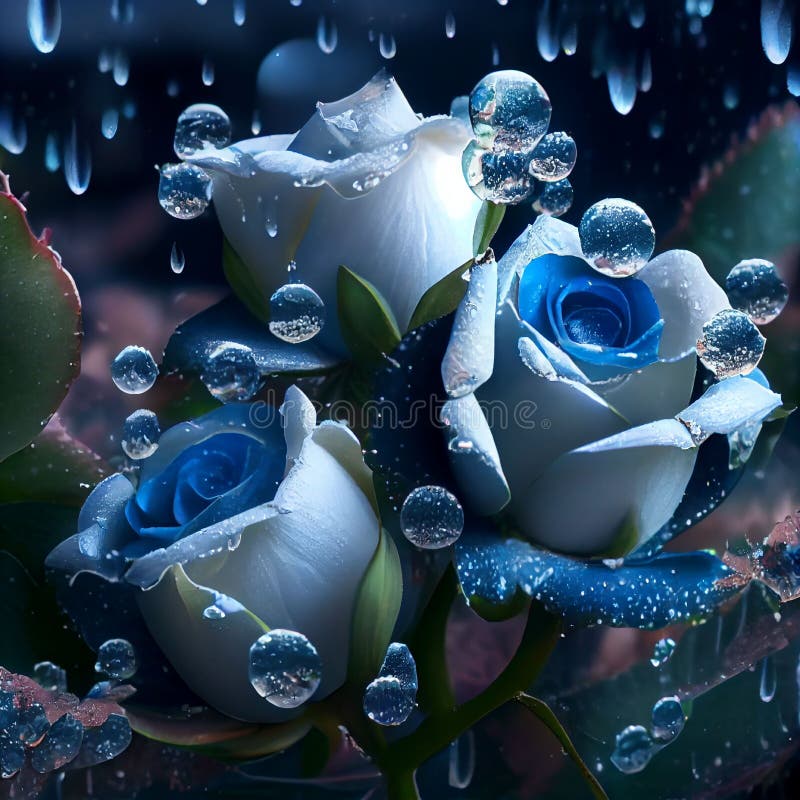 AI Generated Hyper-realistic Art Illustration of a Blue Roses with ...