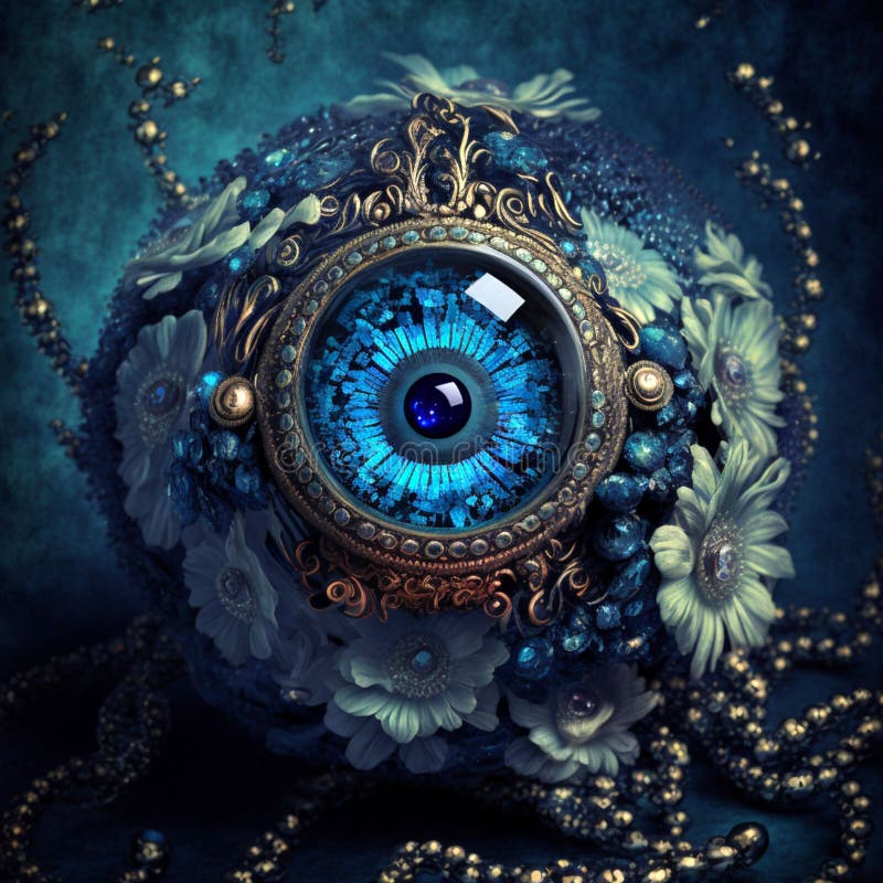 AI Generated Hyper-realistic Illustration of a Blue Eye Inside of a ...