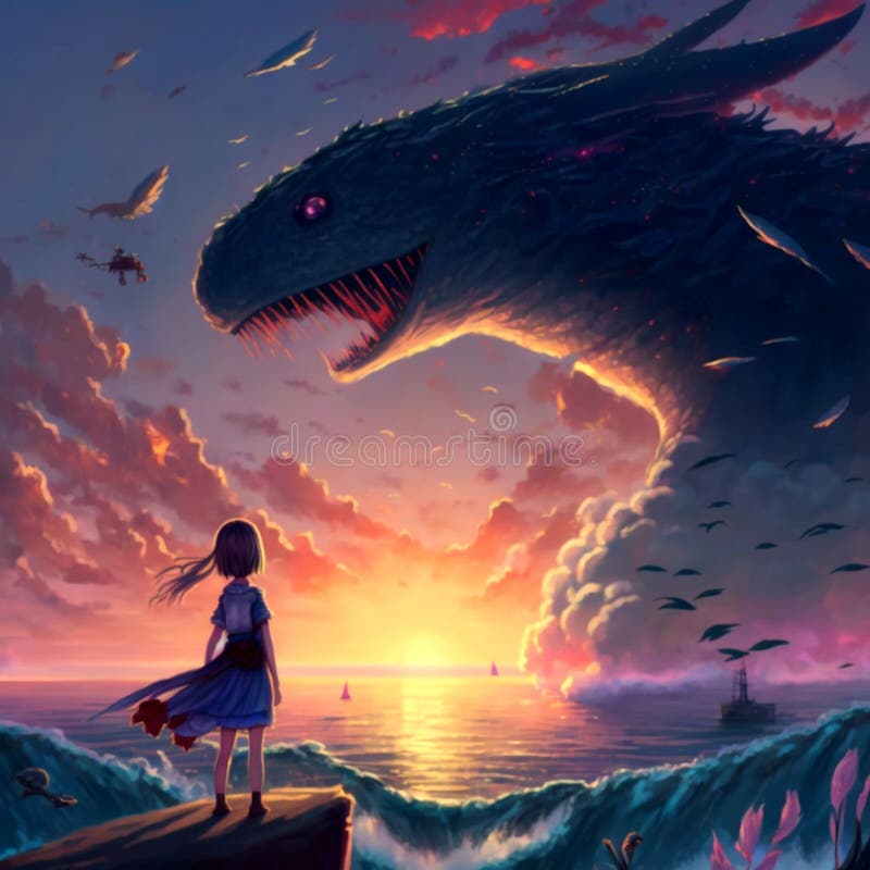 AI Generated Hyper-realistic Illustration of a Girl Looking at a Sea ...