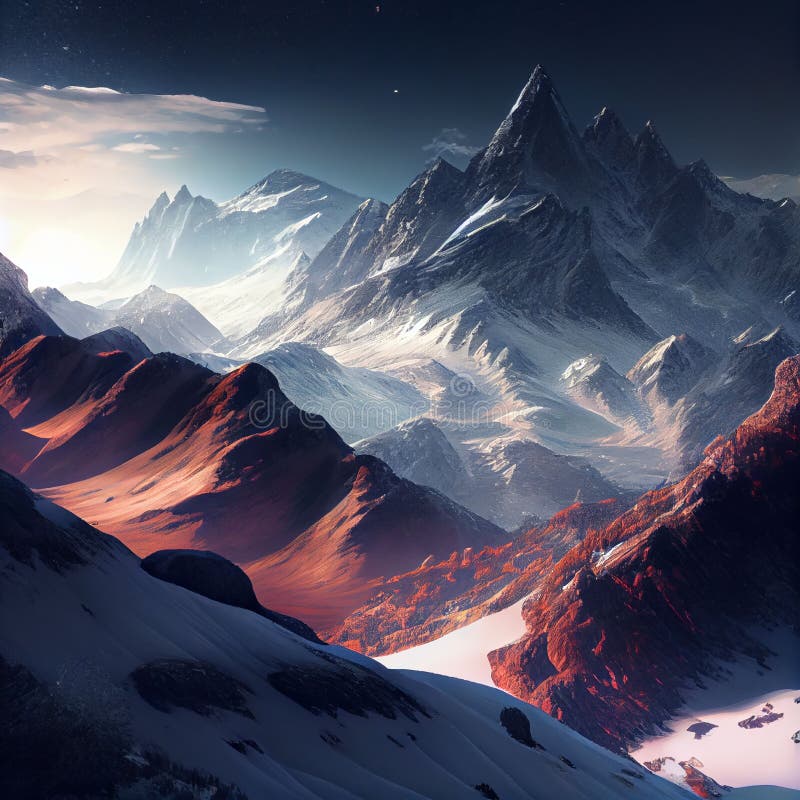 AI-generated Hyper-realistic Illustration of Valley and Snow Covered ...