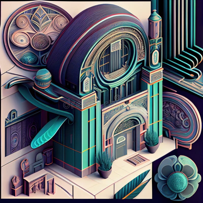Neo Art Nouveau Architectural Illustration, Made with Generative AI ...