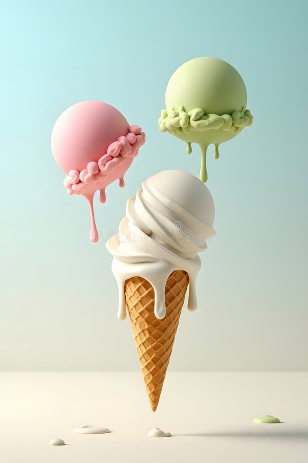 "Floating Ice Cream Scoops – Anti-Gravity Dessert Concept in Pastel ...